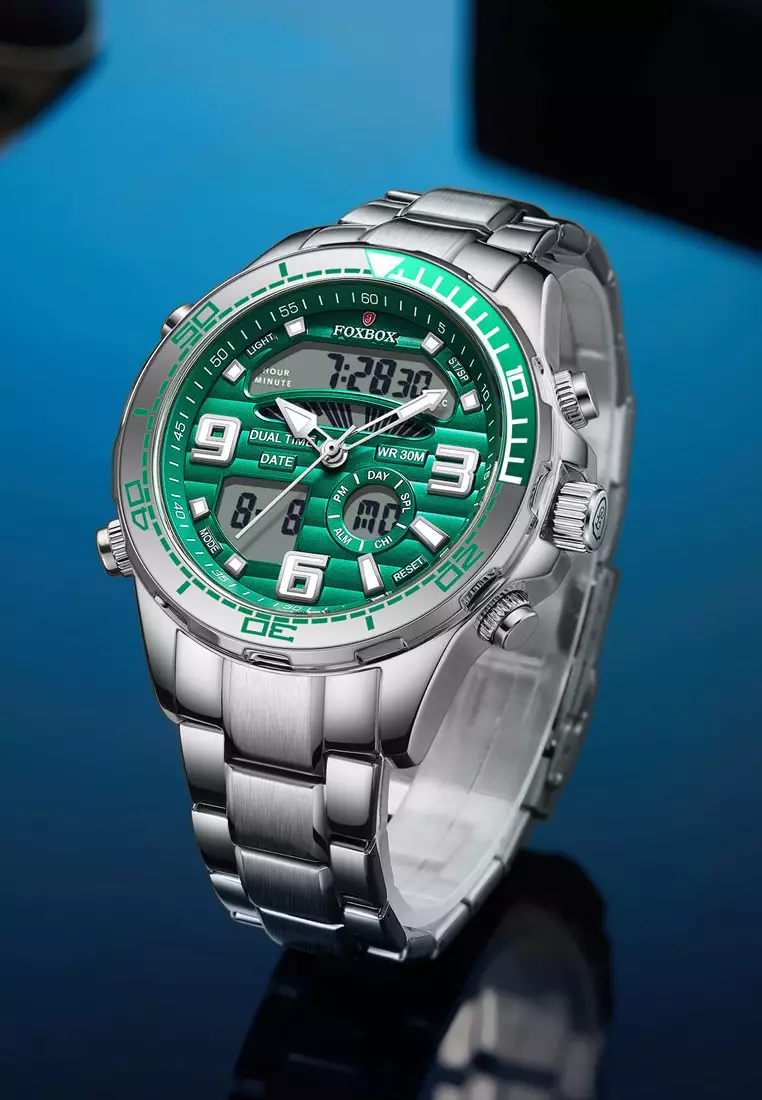 Buy LIGE FOXBOX Unisex Stainless Steel Diver's Analogue/Digital Quartz ...