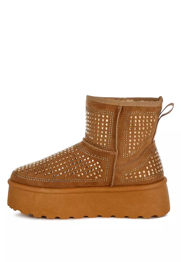 Buy London Rag Chunky Rhinestones Ankle Boots in Tan 2024 Online ...