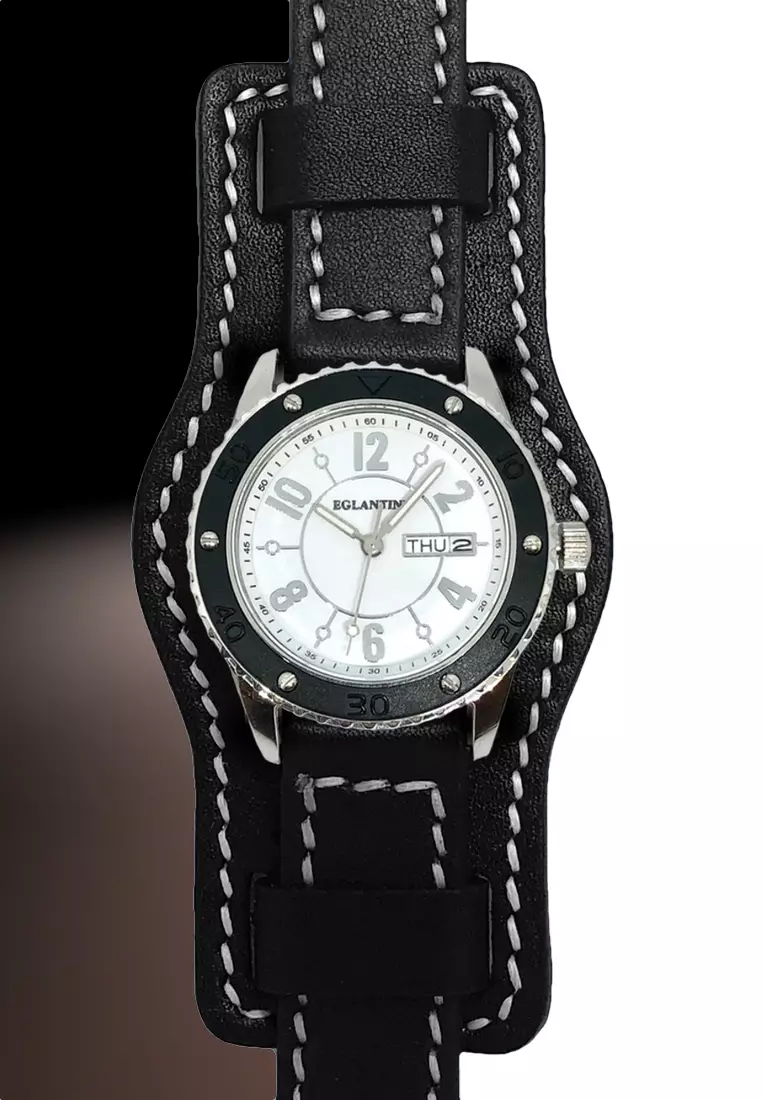 Buy EGLANTINE Unisex Stainless Steel Quartz Watch, 38mm, on Black ...
