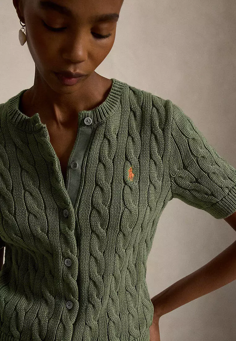 Buy Polo Ralph Lauren Cable-Knit Cotton Short-Sleeve Cardigan 2026 ...