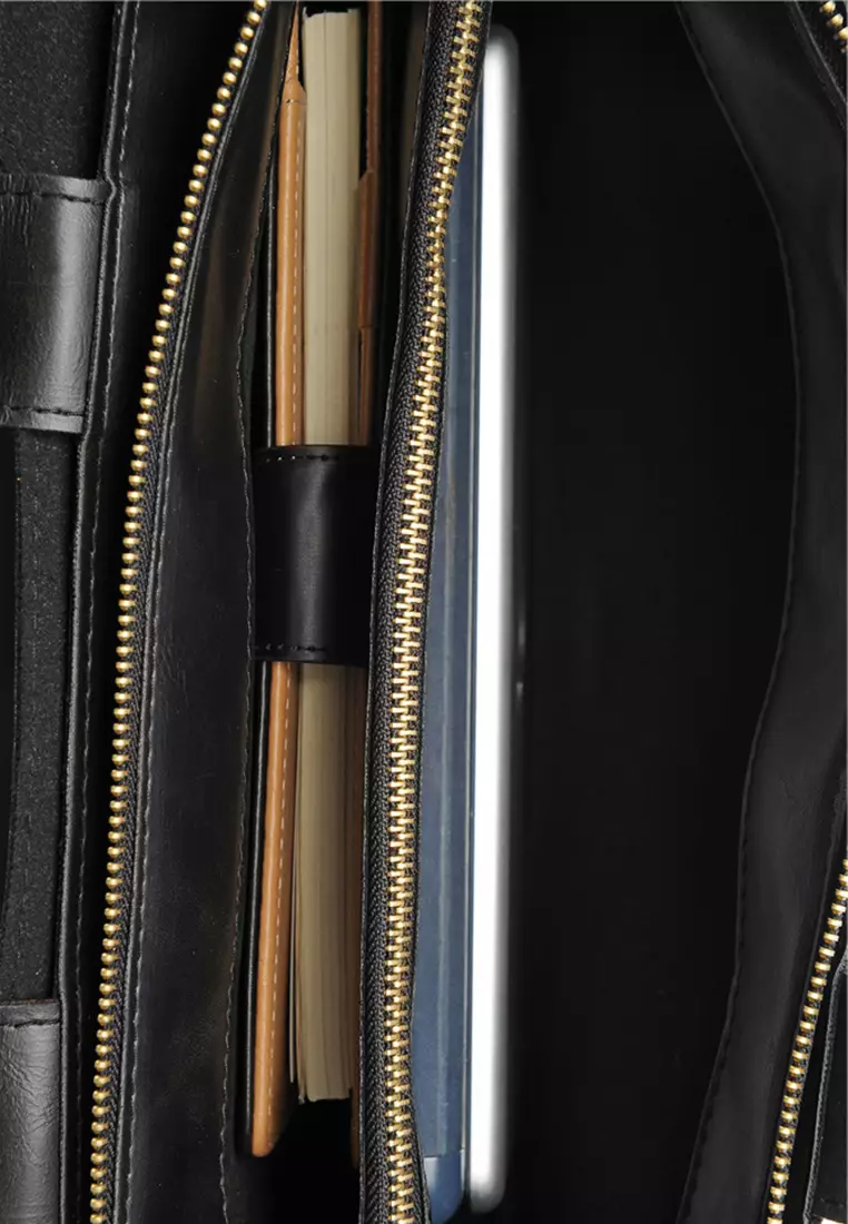 Buy Lara Vintage Top Handle Briefcase With Strap - Black 2025 Online ...