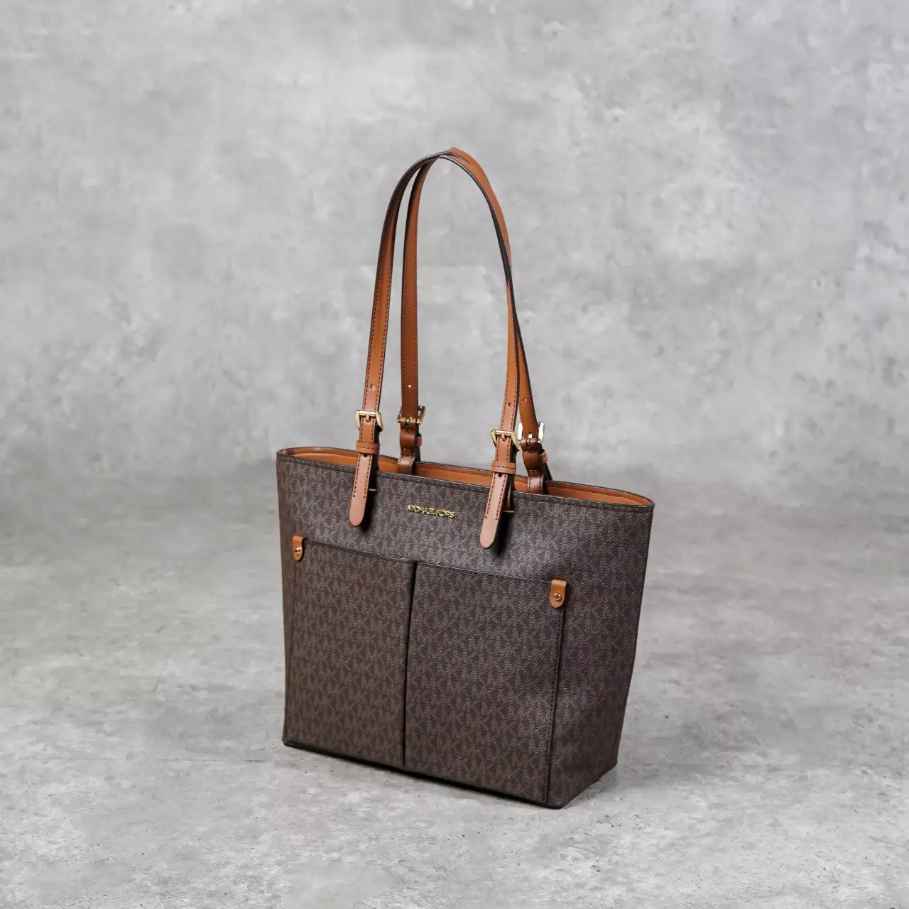 Jual MICHAEL KORS Tas MICHAEL KORS FRONT POCKET MK MONOGRAM BROWN CAMEL ...