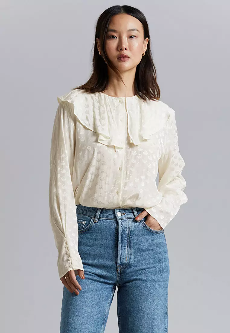 Buy And Other Stories Jacquard Frilled Blouse 2024 Online Zalora