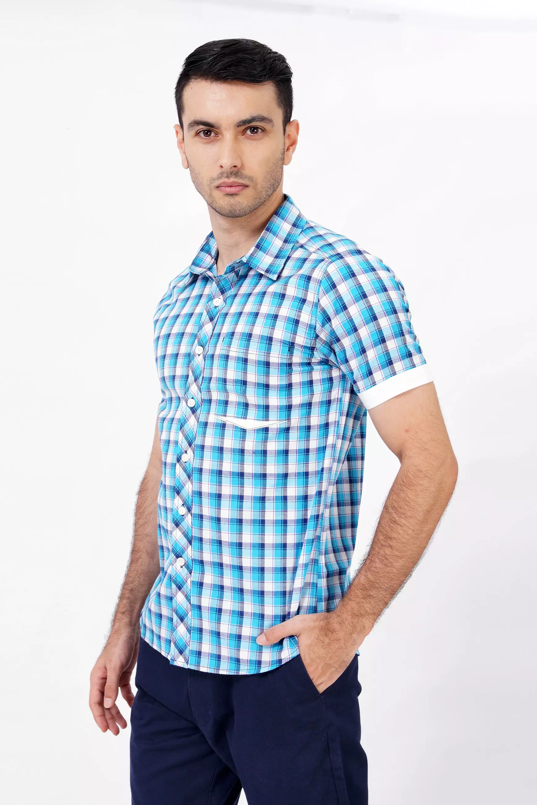 Jual NEXT GEN NEXT GEN Short Sleeve Henley Check Shirt 0069 Original ...