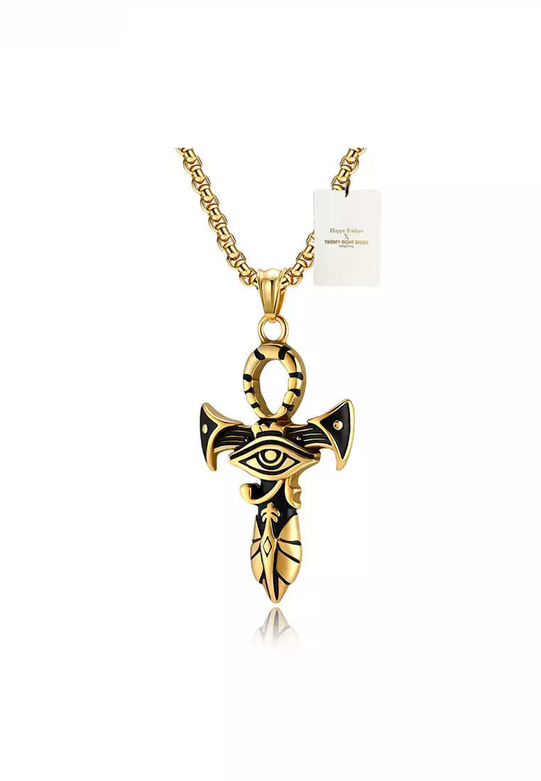 Buy HAPPY FRIDAYS Titanium Steel The Eye of Horus Cross Pendant ...