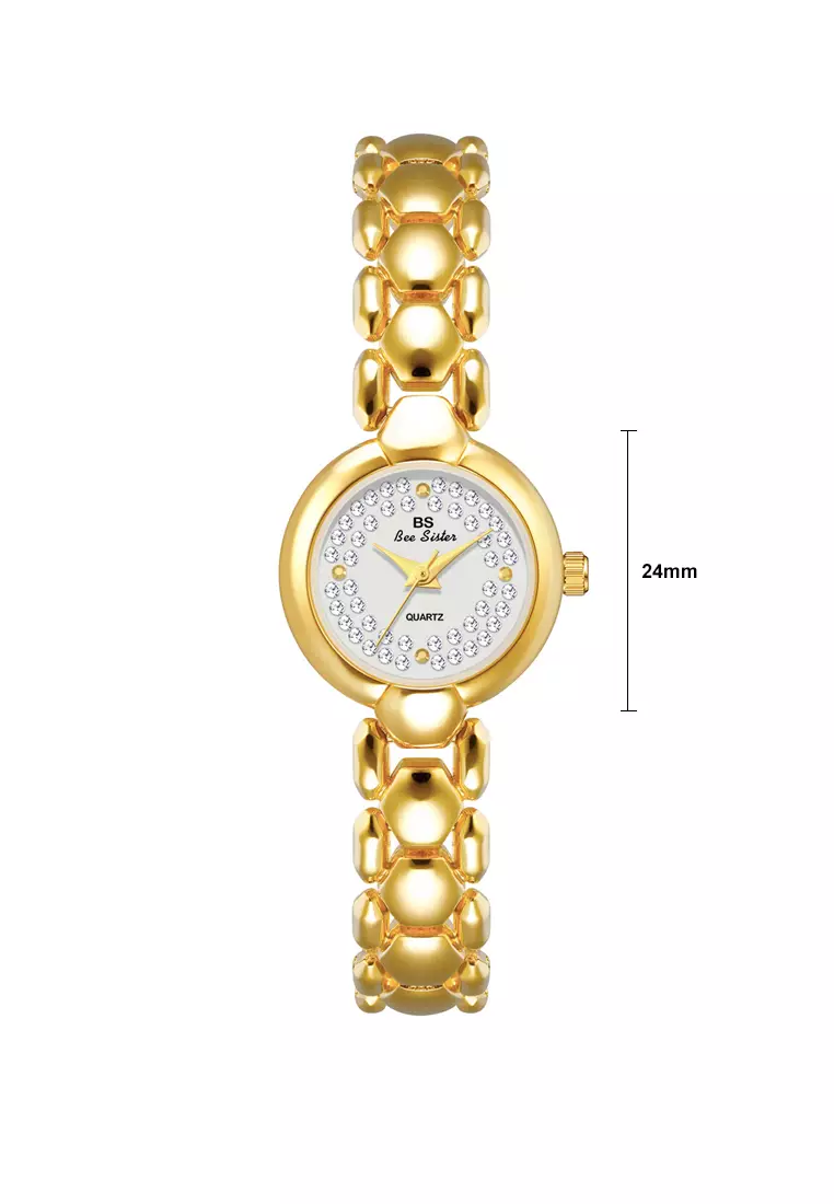 Buy Bee Sister BS Fashion Simple Plated Gold Round Quartz Watch with ...