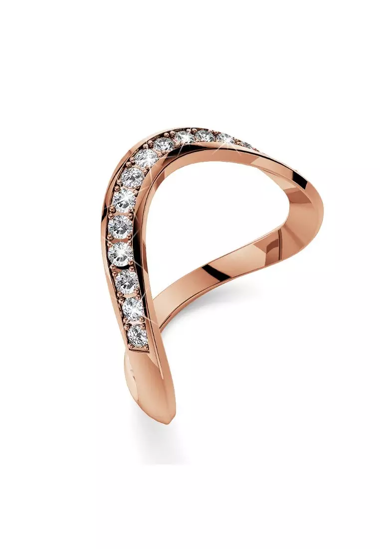 Buy Krystal Couture Contortion Ring in Rose Gold Embellished with ...