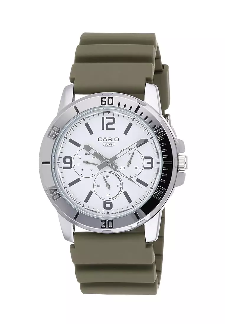Jual CASIO Casio Jam Tangan Pria - Green Silver White - Rubber Strap ...