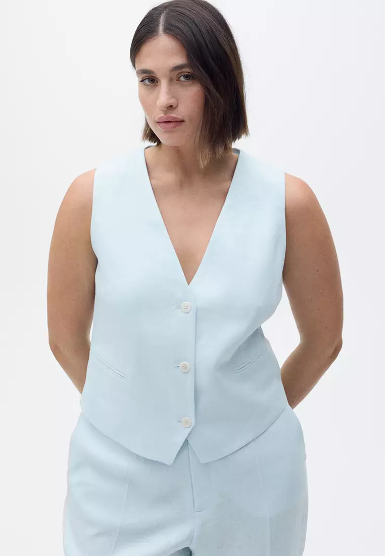 Buy Mango Linen Suit Waistcoat 2026 Online | ZALORA