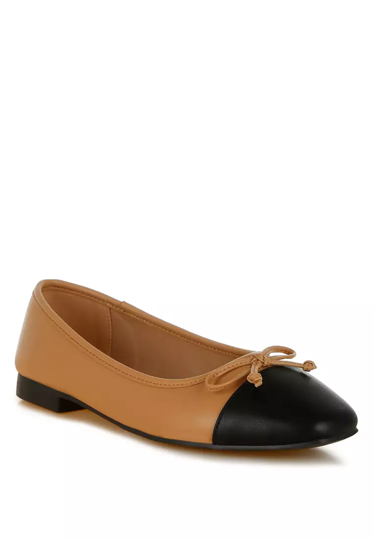 Buy London Rag Faux Leather Bow Detail Ballerinas in Camel 2025 Online ...