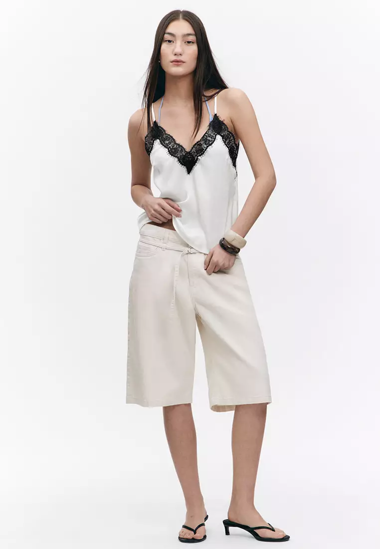 Buy Monki Lace-Trimmed Satin Camisole 2025 Online | ZALORA Philippines
