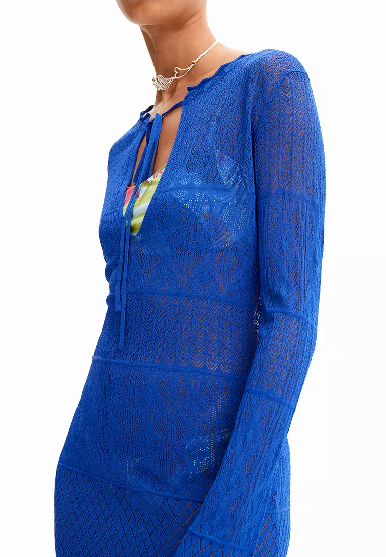 Buy Desigual Desigual Woman Short openwork tunic dress. Online | ZALORA Malaysia