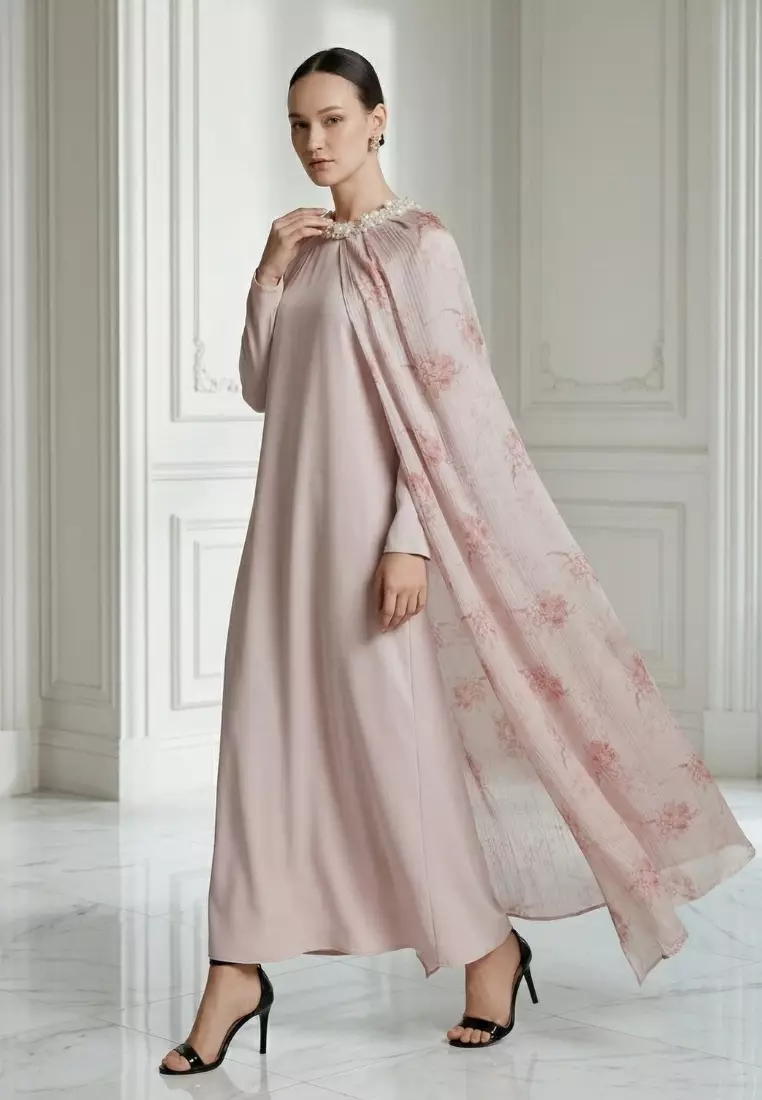 Jual Demure & Co Demure & Co - Asymmetrical Side Cape Kaftan in Silk ...