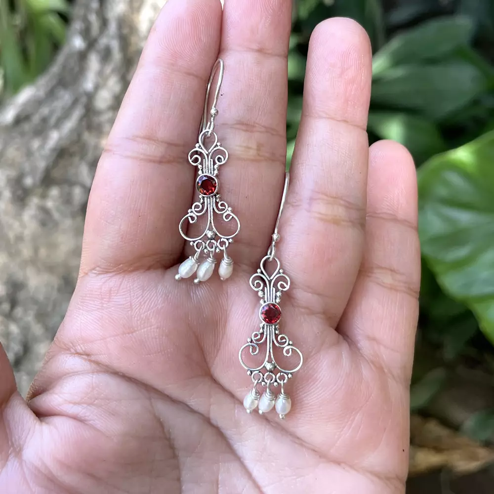 Jual Kusuma Silver Anting Earrings Silver Perak Bali 925 Hook Gantung ...