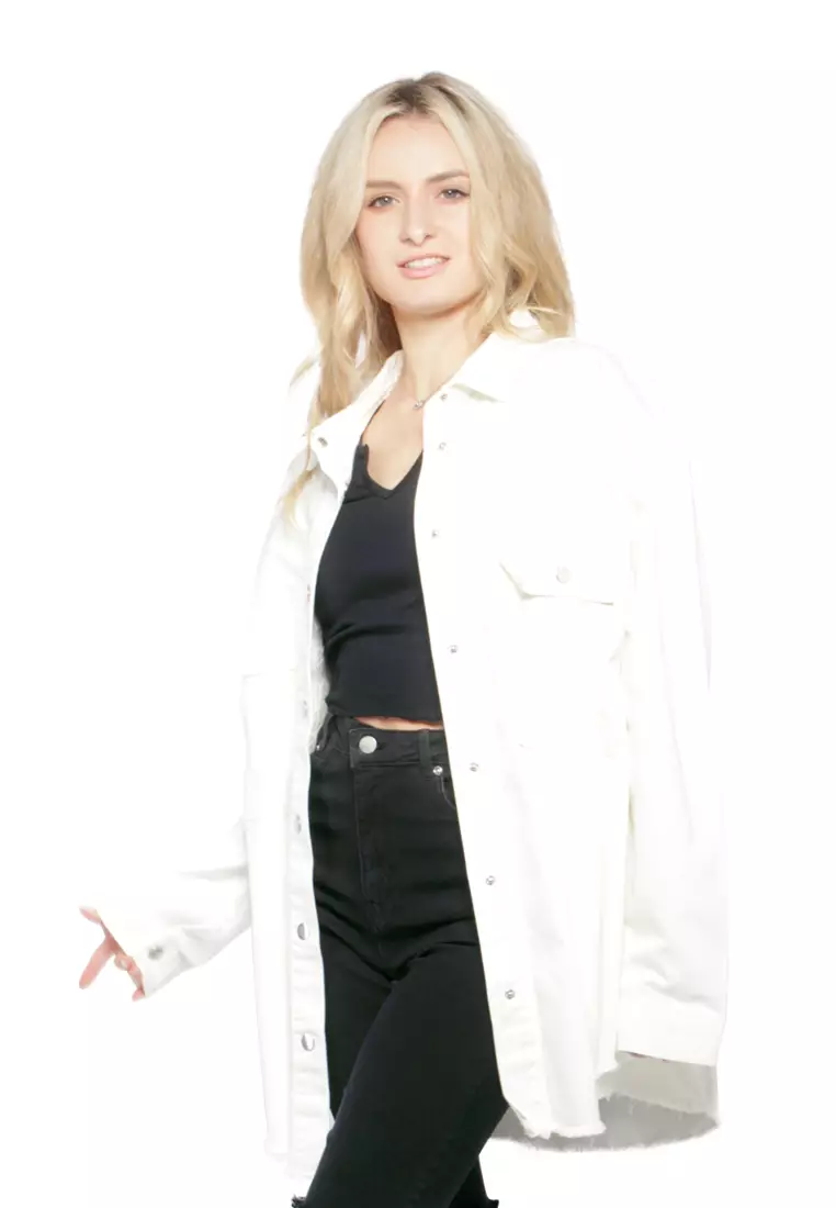 Buy London Rag Off White Oversized Long Sleeve Shacket 2025 Online | ZALORA