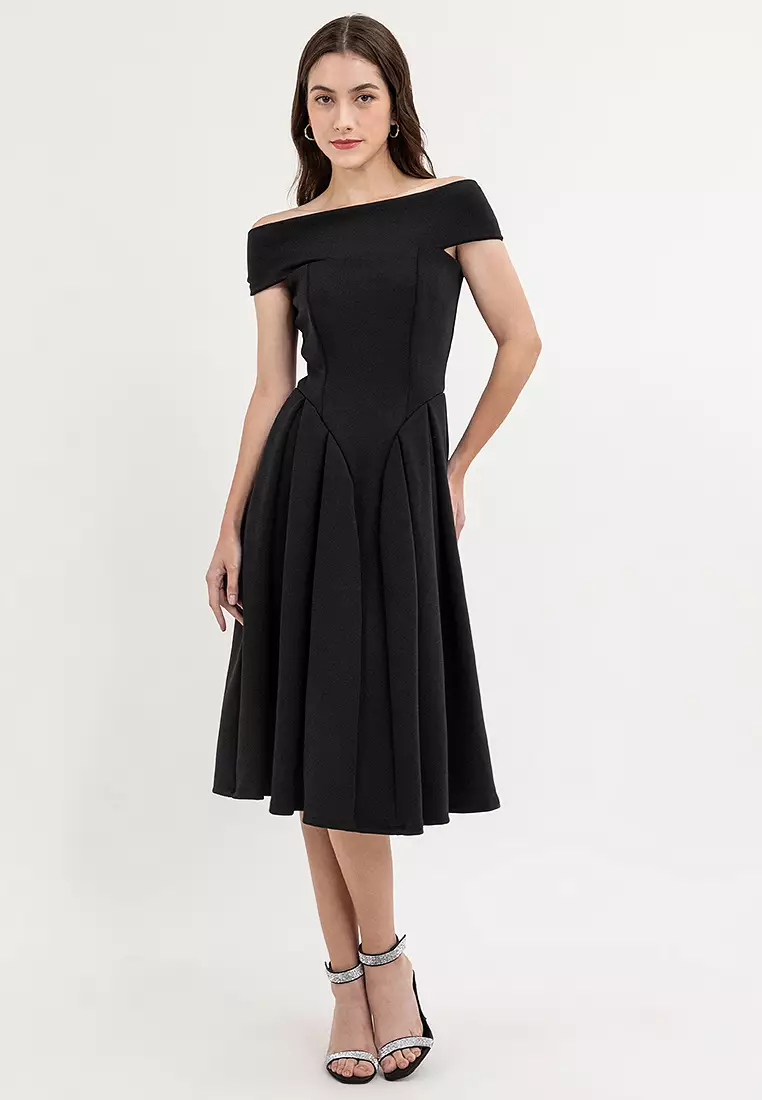 Buy Heather Clothing Reverie Off Shoulder Midi Dress 2025 Online ...