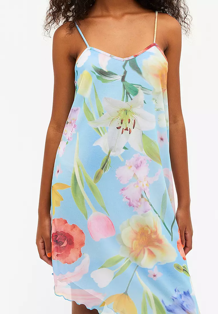 Monki Asymmetric Mesh Slip Dress 2025 | Buy Monki Online | ZALORA Hong Kong