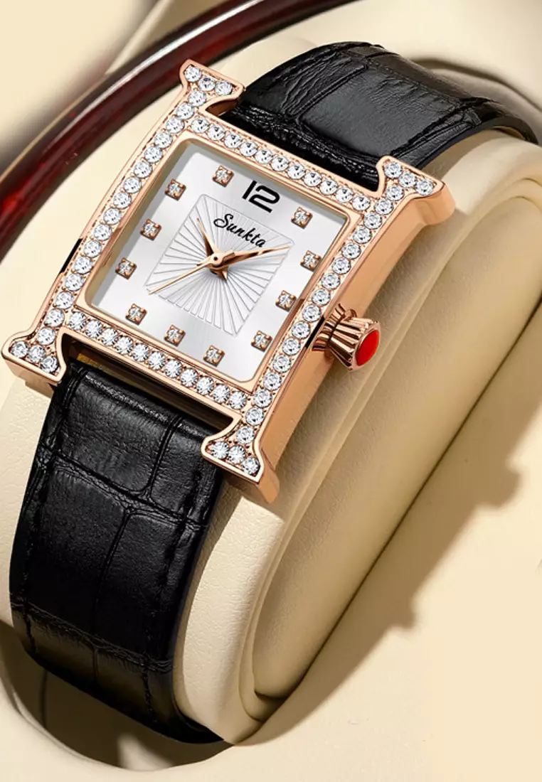 Buy LIGE SUNKTA Ladies Quartz Watch, 36x31mm, Paved with Crystals ...