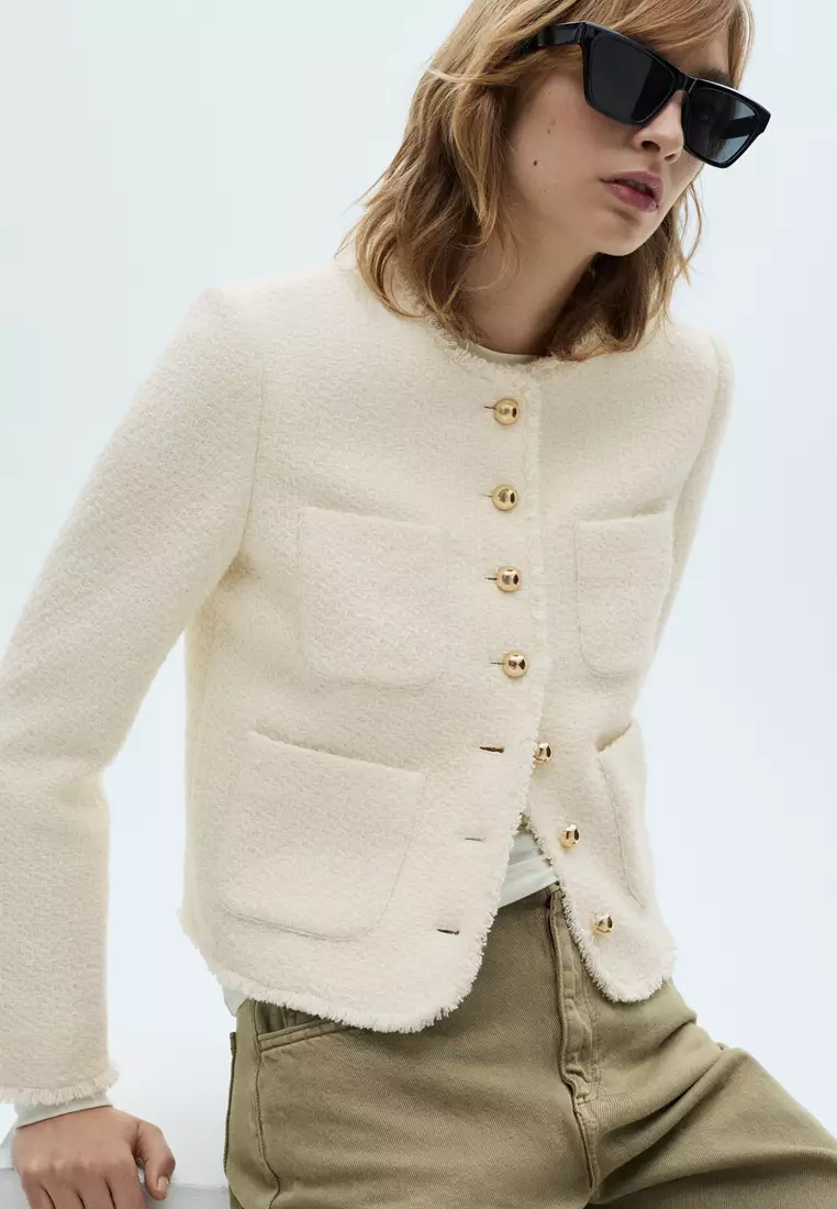 Buy Mango Tweed Jacket With Jewel Buttons 2025 Online | ZALORA Philippines