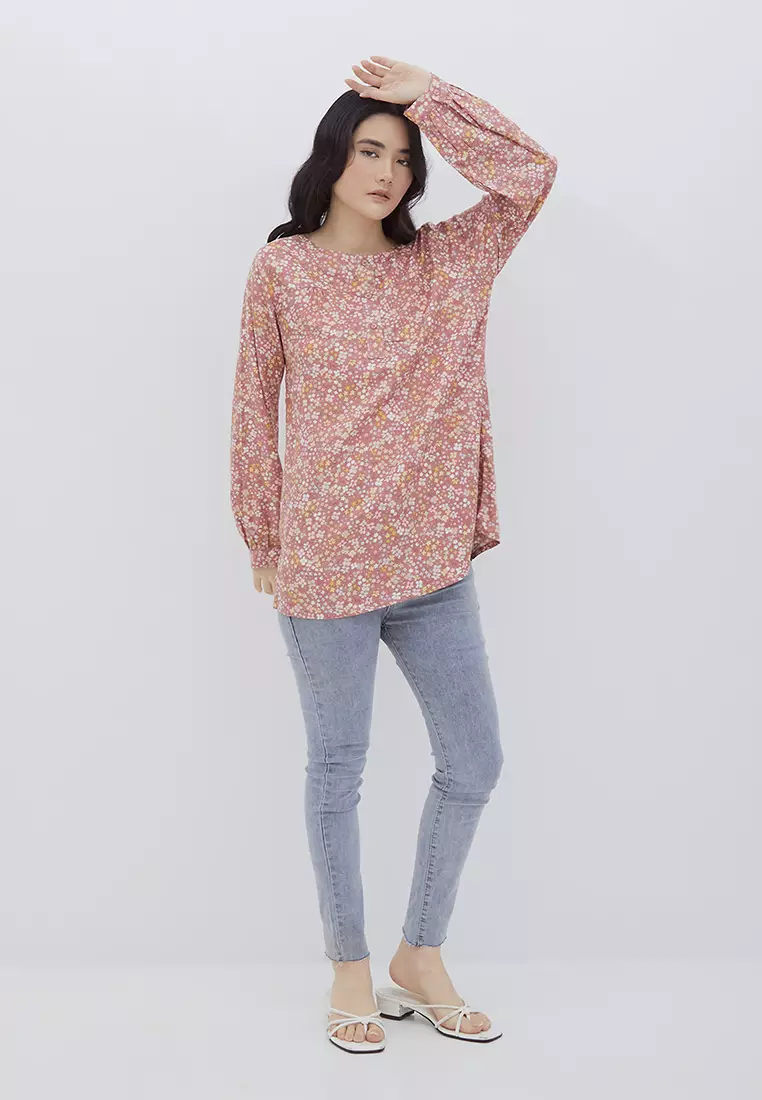 Jual Point One BROOKLYN Floral Dusty Pink Blouse Original 2025 | ZALORA Indonesia