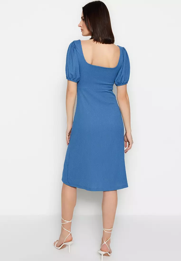 Buy Trendyol Balloon Sleeves A-Line Slit Dress 2025 Online | ZALORA