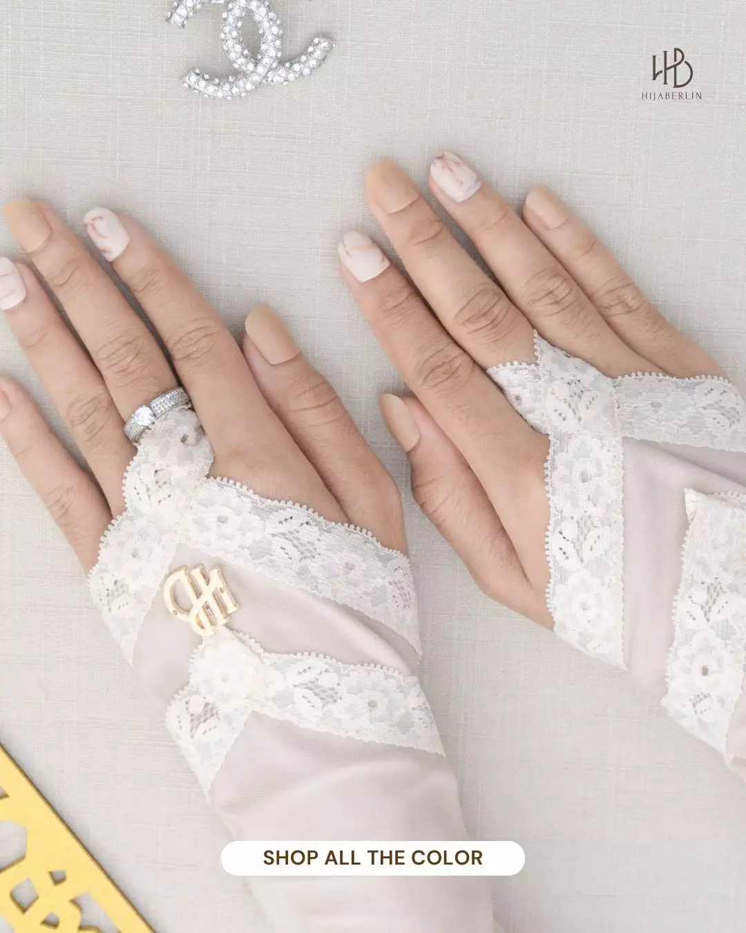 Jual Hijaberlin HIJABERLIN - Aksesoris Haji & Umroh Set Premium - Handsock Renda Ring Lace ...