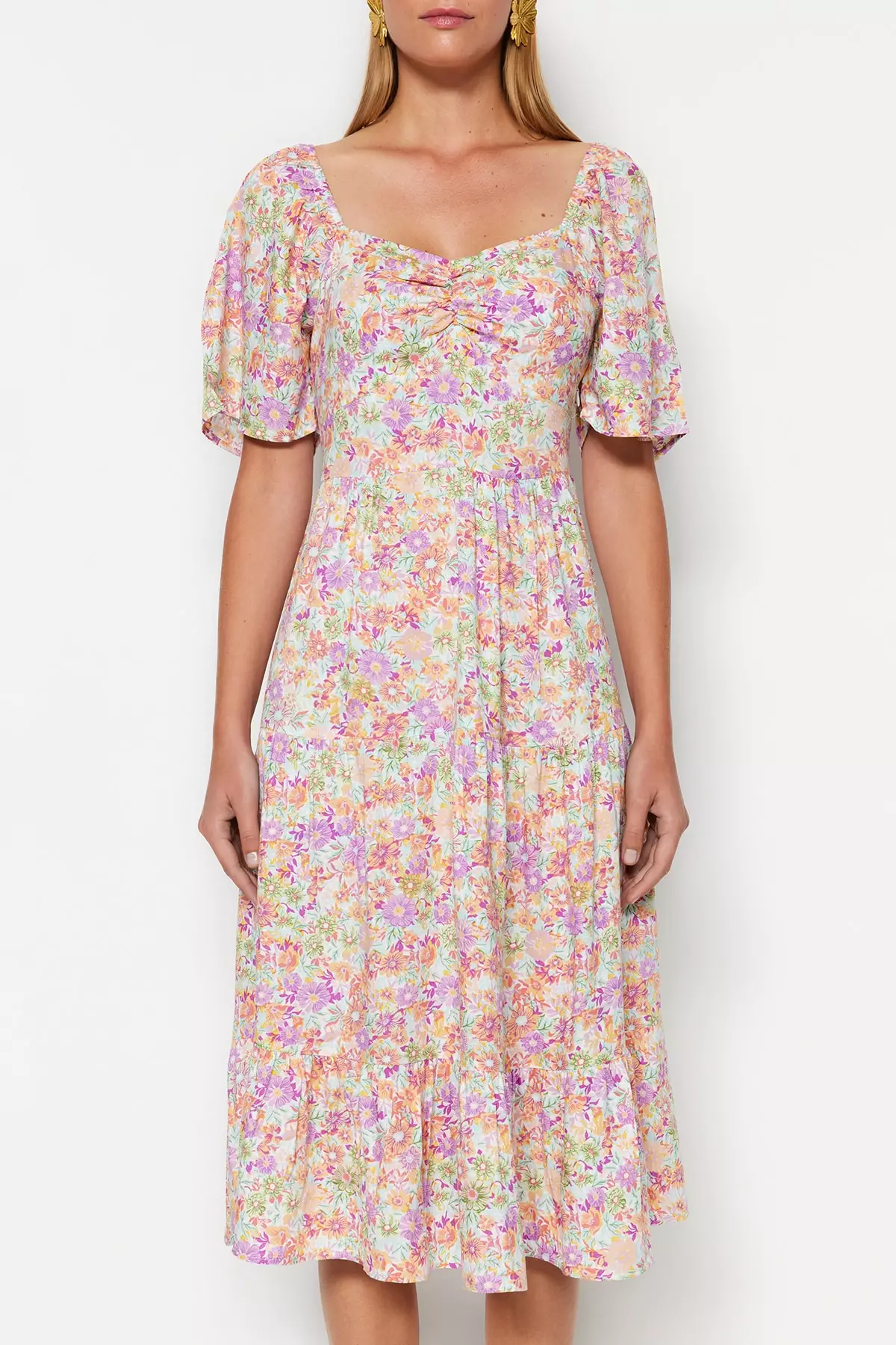 網上選購 Trendyol Floral Print Dress with Balloon Sleeves 2025 系列 | ZALORA香港