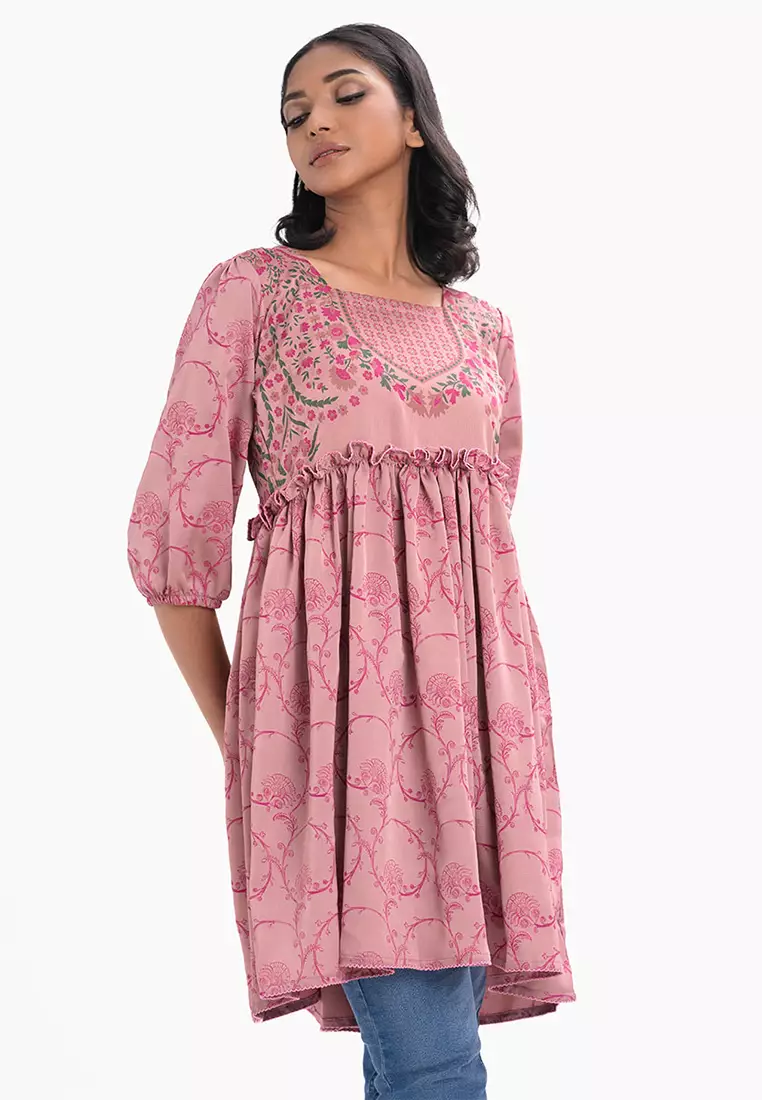 Buy Le Reve Le Reve Women's Floral Printed Tunic in Crepe Fabric 2026 ...