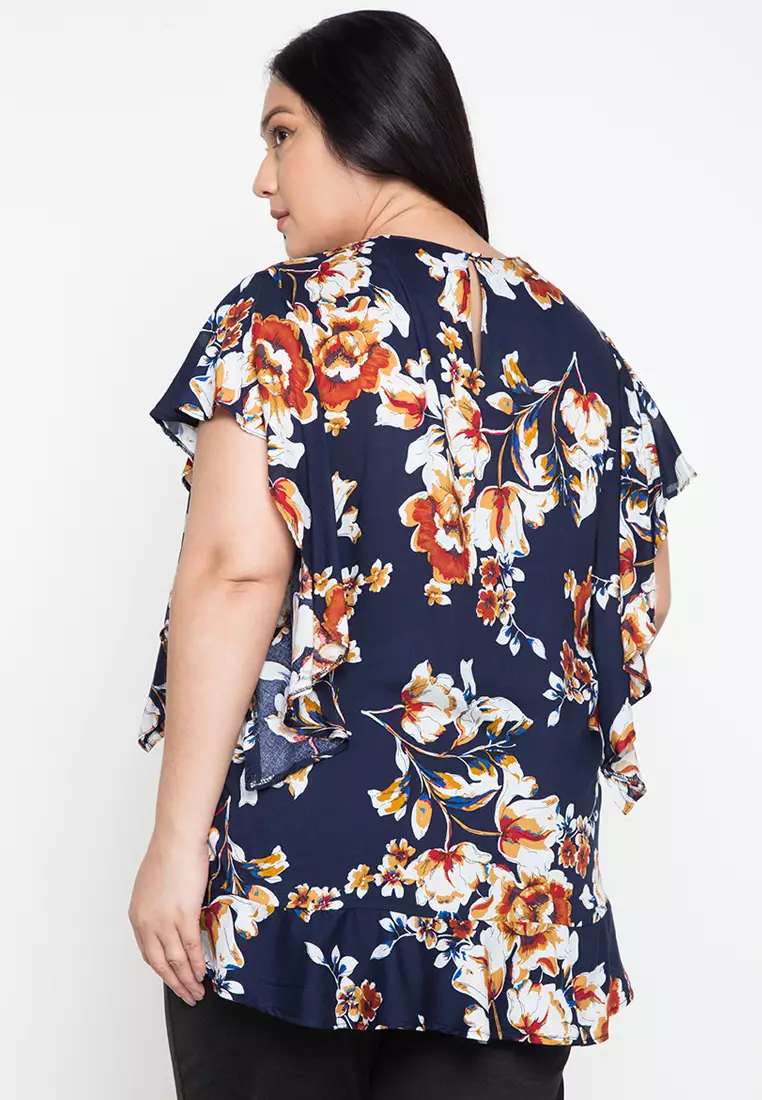 Buy Maxine Plus Size Floral Butterfly Sleeves Blouse 2025 Online ...