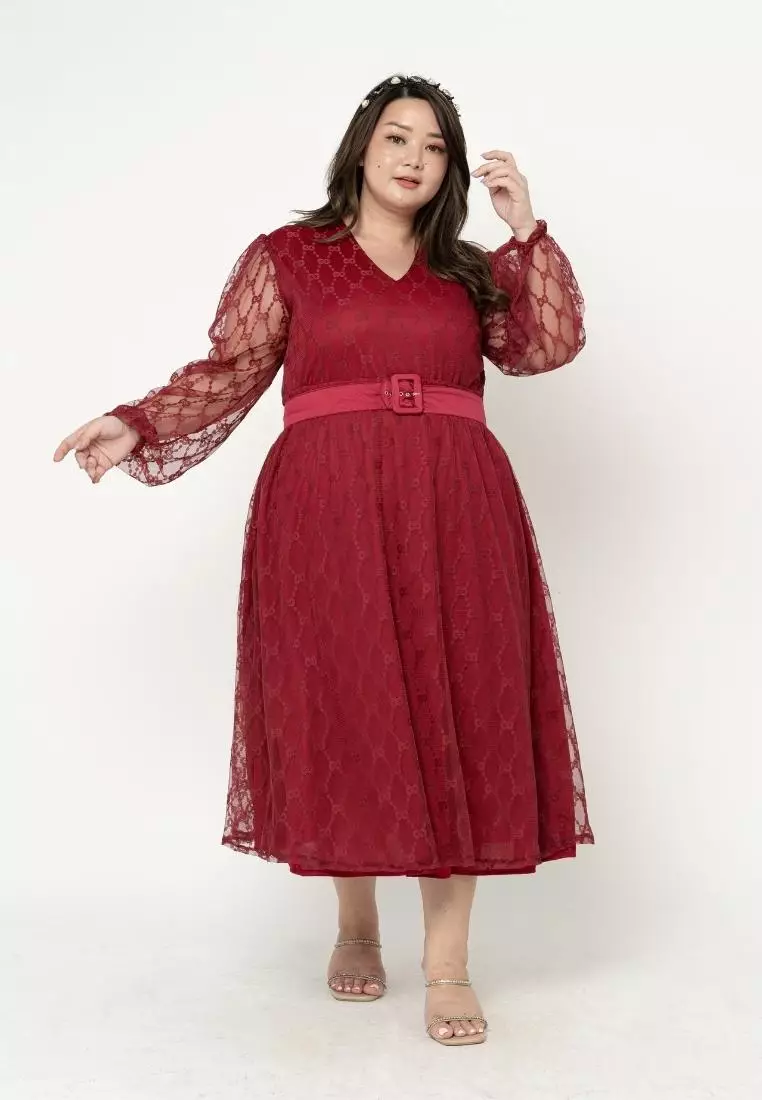 Jual Xtramiles Plus Size Dress Emily Maroon Original 2025 | ZALORA ...