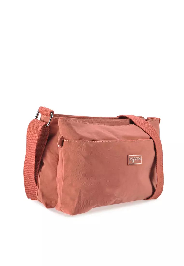 BAGSTATION Crinkled Nylon Multi-Compartment Sling Bag 2024 | Buy ...