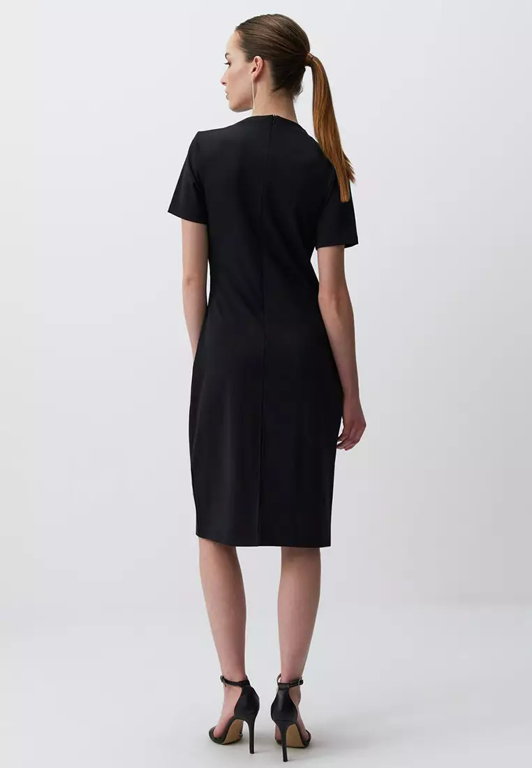 Buy Jimmy Key Jimmy Key Black Zero Neck Short Sleeve Midi Dress 2024 ...