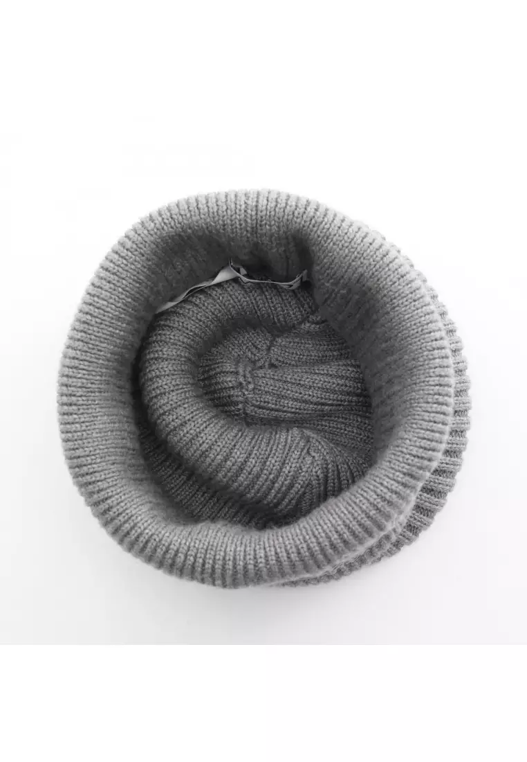 Buy LOEWE Pre-Loved LOEWE knit cap beanie logo embroidery wool gray ...