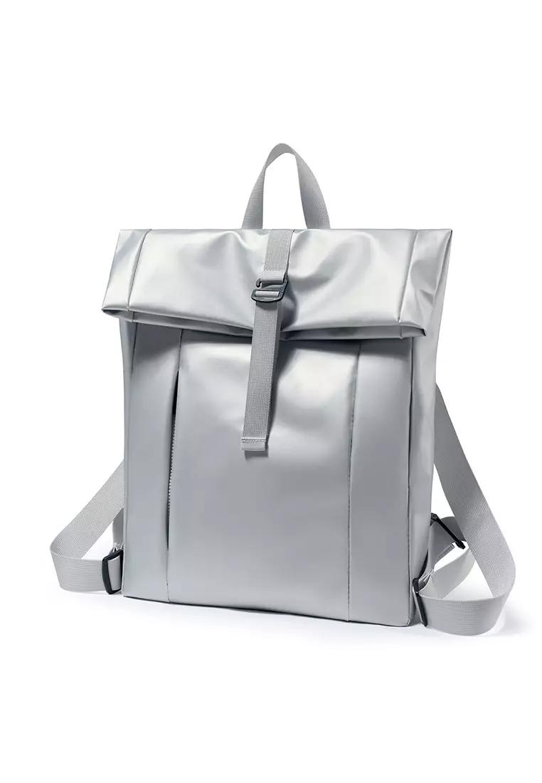 Buy Lara Men's Plain Capacious Water-repellent Wear-resistant Nylon Backpack - Silver Online ...