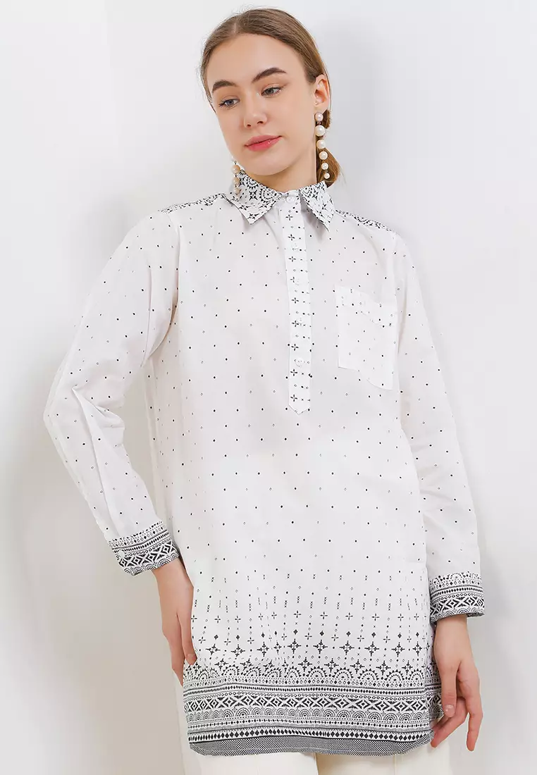 Jual Jemima Style Atika White Black Modern Tunik Original 2023 | ZALORA ...