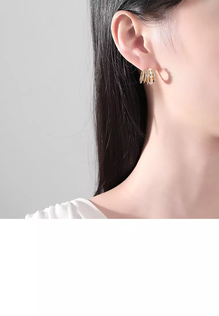 Zafiti Fashion Simple Plated Gold C Shape Multilayer Geometric