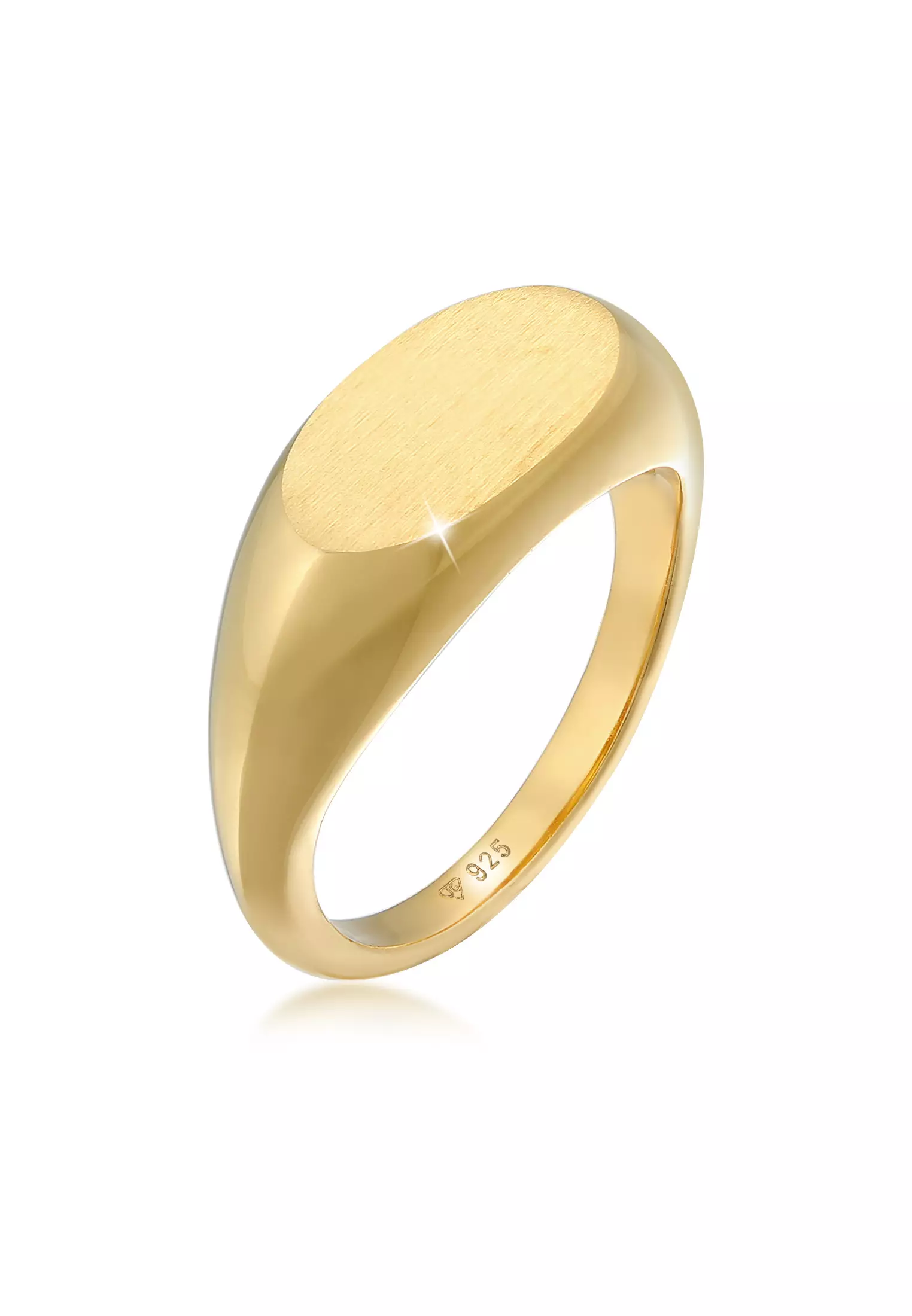 Buy ELLI GERMANY Ring Signet Ring Oval Shine Geo Basic Trend Gold ...