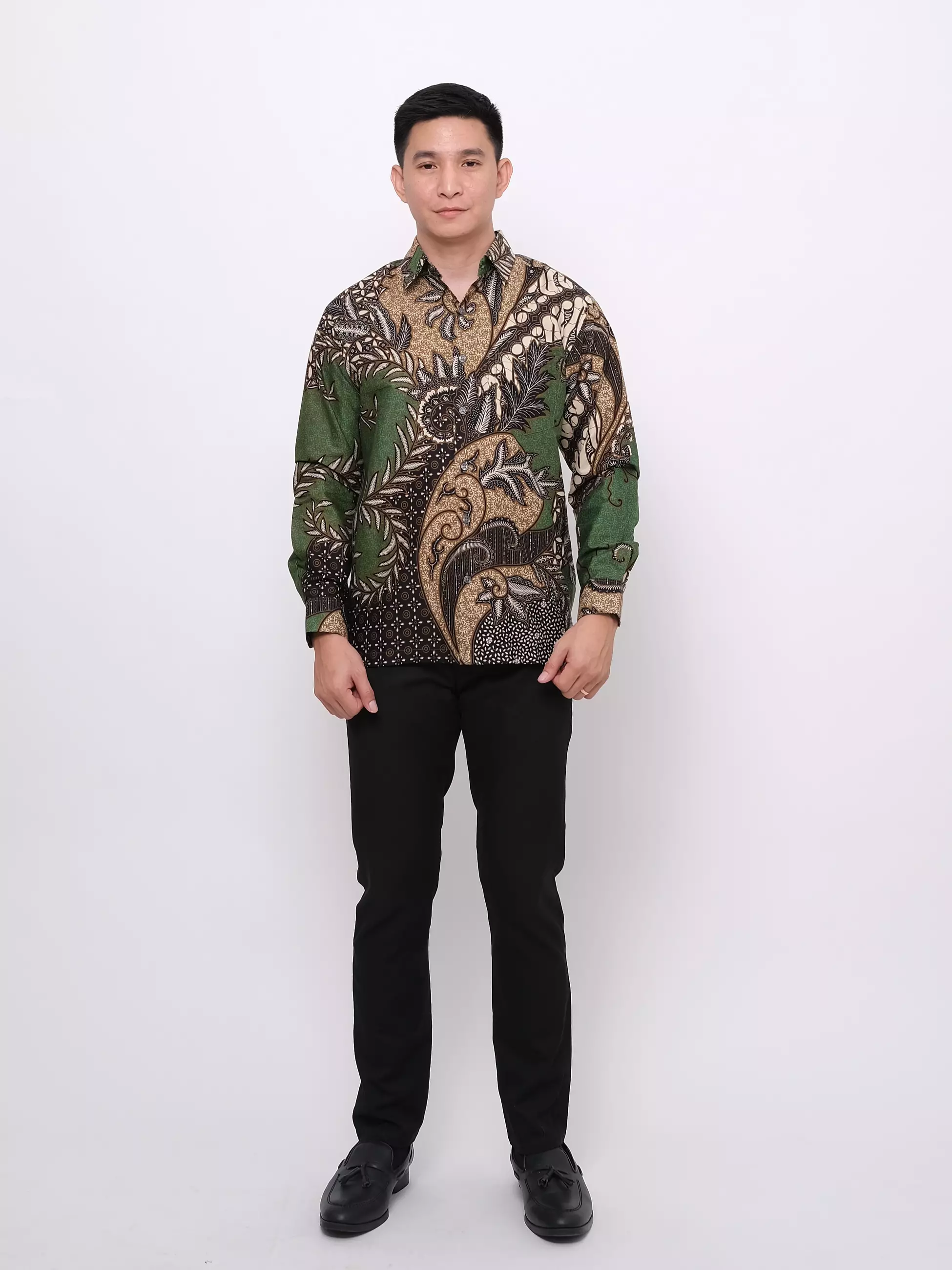 Jual Andre Michel Andre Michel Kemeja Batik Lengan Panjang Hijau ...