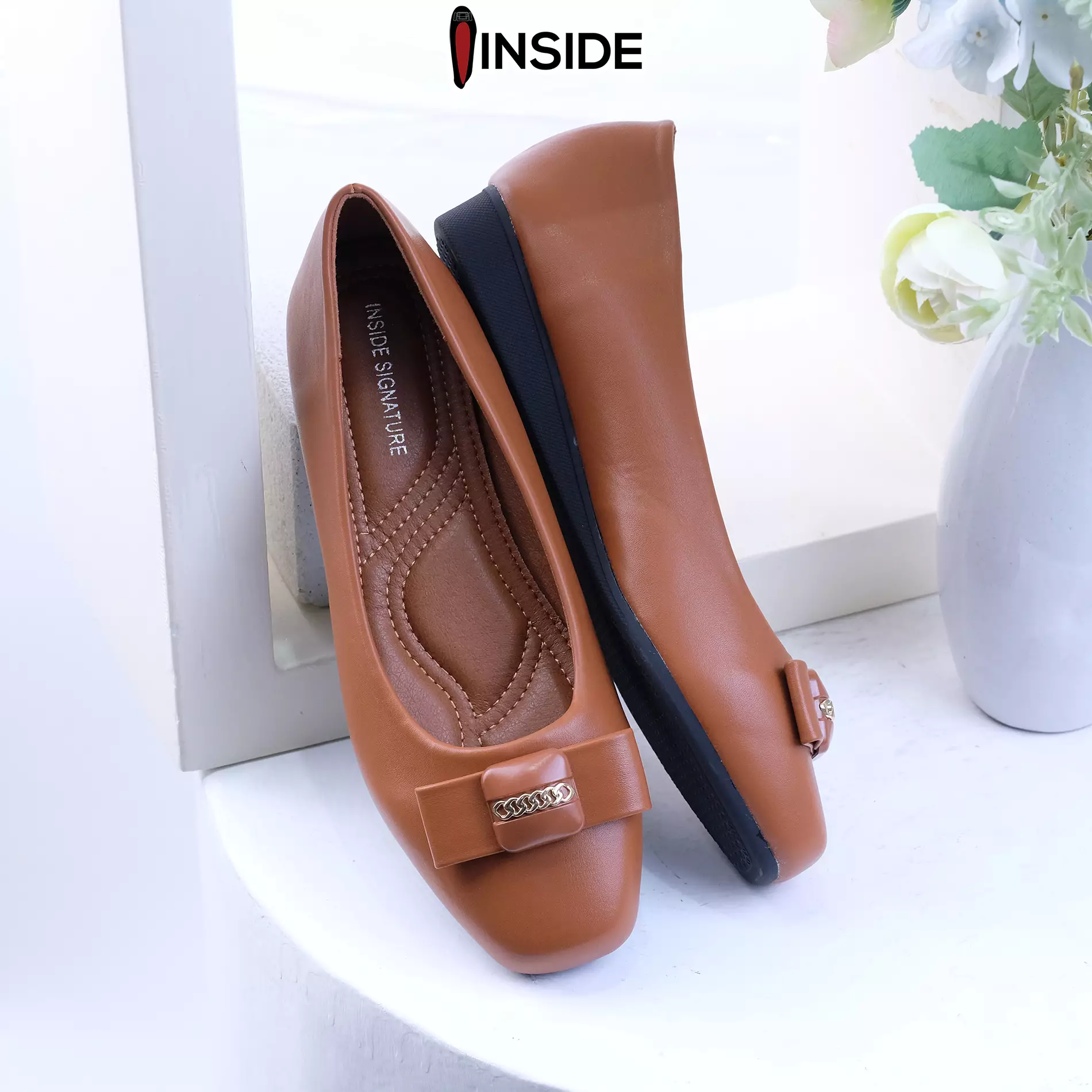 Jual INSIDE INSIDE SIGNATURE Mega Flat Shoes Sepatu Flat Empuk Dan Elegant Warna Camel Original ...