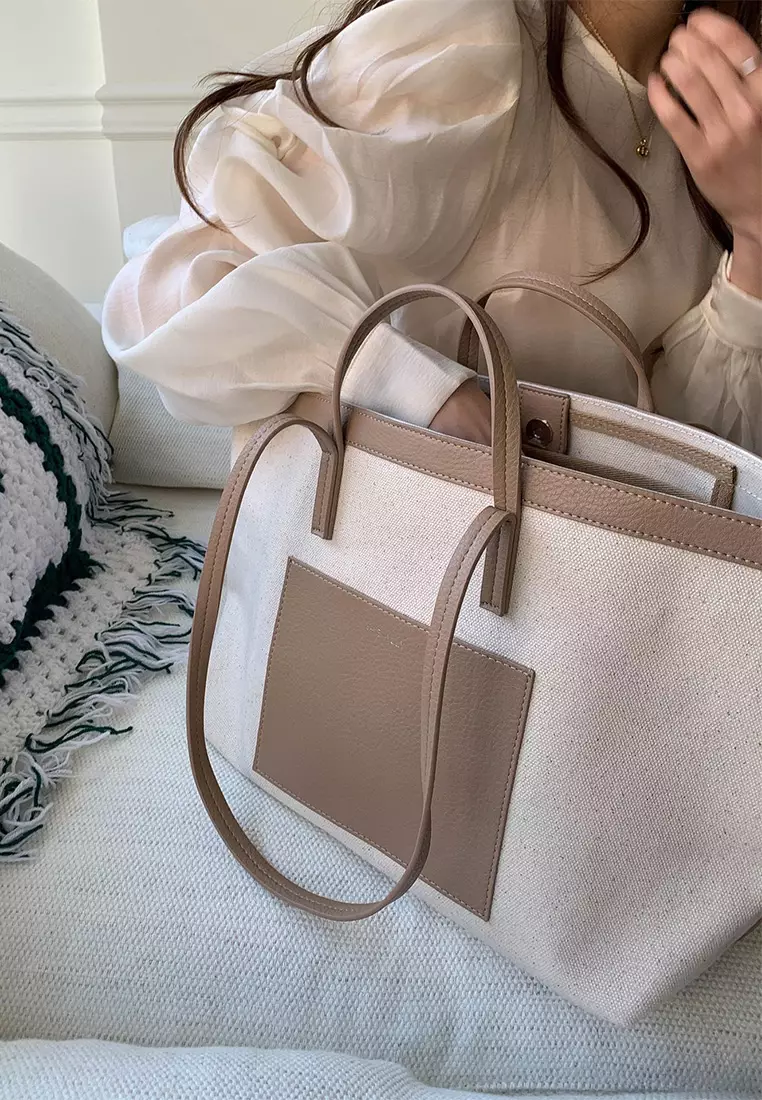 Buy The Ally Blair Bag 2-ways Tote Bag and Handheld Bag - Beige 2025 ...