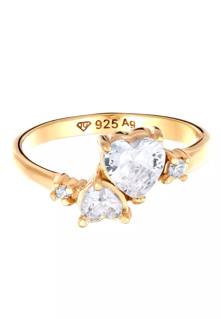 Buy ELLI GERMANY Crystal Heart Duo Ring – Gold-Plated Silver 2026 ...