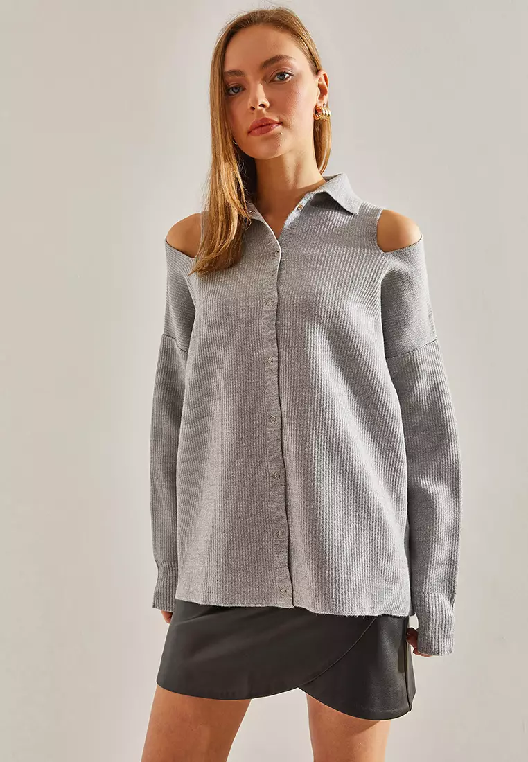 Buy Bianco Lucci Off Shoulder Collar Knitwear Cardigan 2025 Online ...