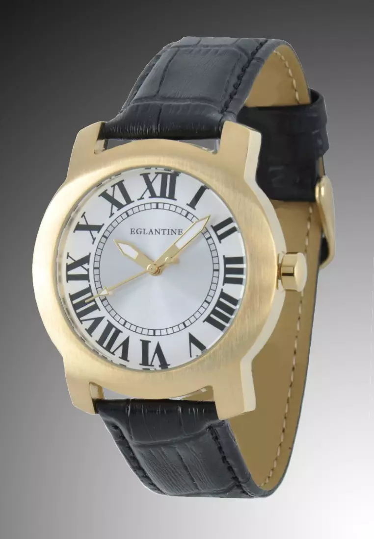 Buy EGLANTINE Emile Unisex Gold Plated Steel Quartz Watch on Black ...