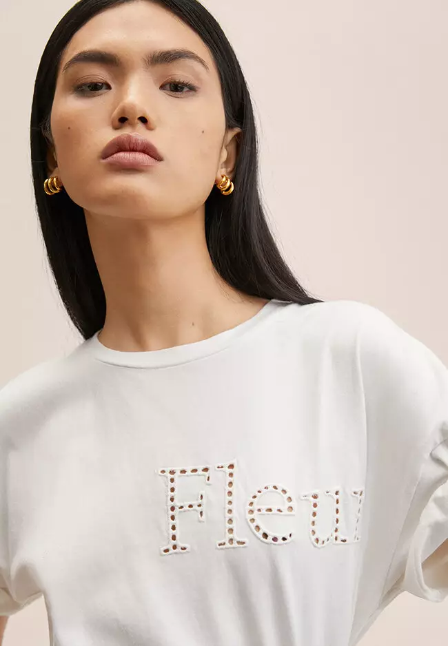 Buy Mango Embroidered Cotton T Shirt 2024 Online Zalora Philippines