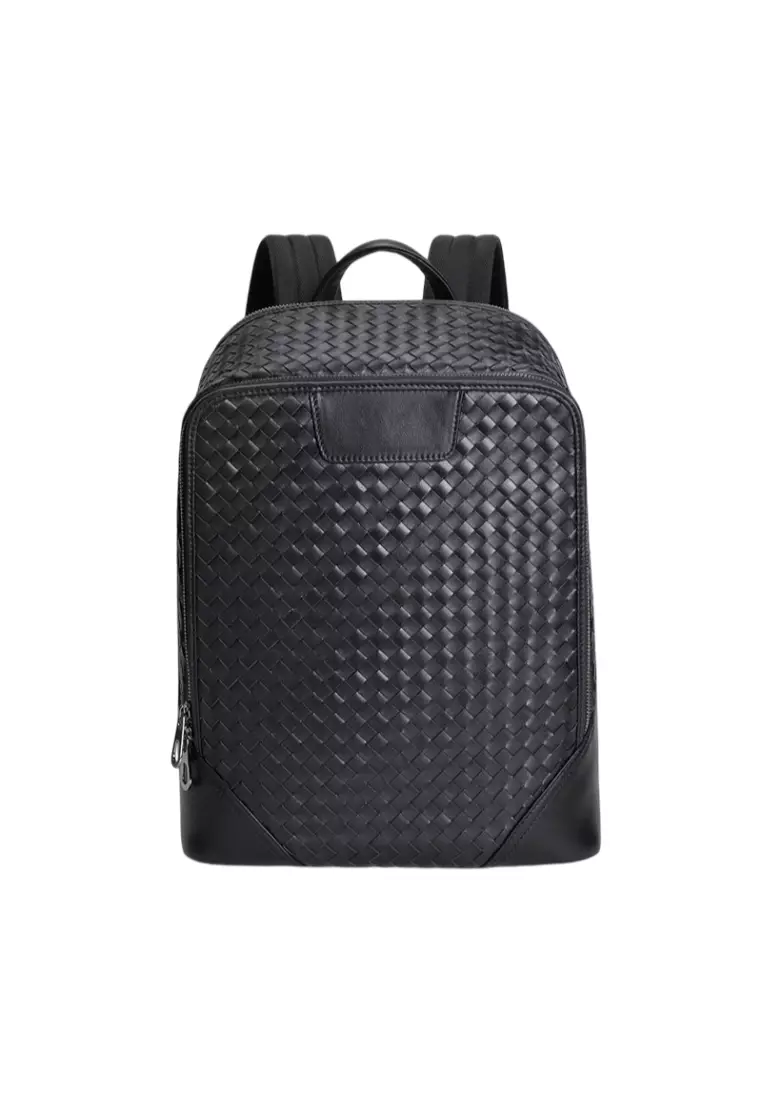 Buy Lara European Style Woven Men's Genuine Leather Laptop Travel ...