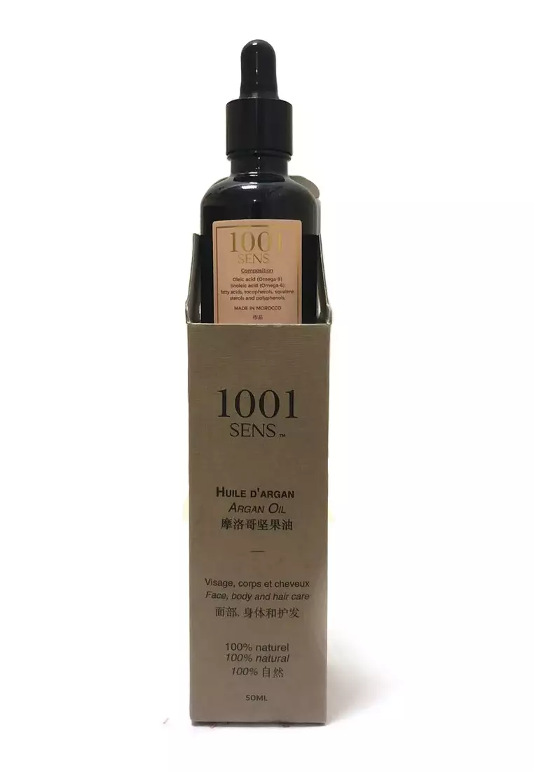 1001 Sens 100% Pure Argan Oil - 50ml - Natural skin moisturiser, anti-aging agent and hair care ...