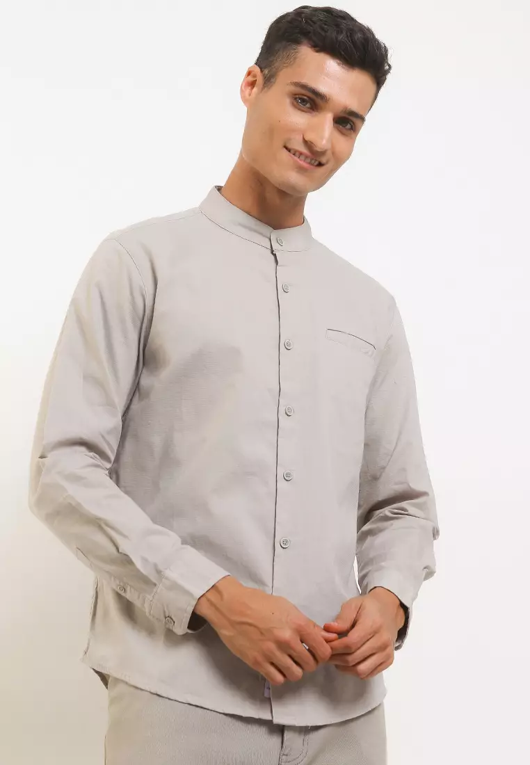 Jual TRIPLE TRIPLE Kemeja Panjang Slim Fit (LS MC 501) - Light Grey ...