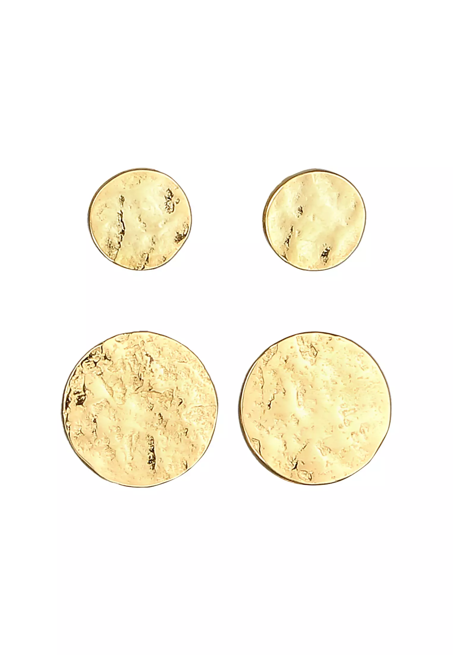 Buy ELLI GERMANY Hammered Coin Disc Stud Earrings – Gold-Plated Silver ...