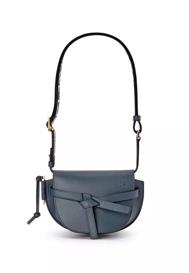 Buy LOEWE LOEWE Mini Gate Dual Bag In Soft Calfskin And Jacquard Onyx ...