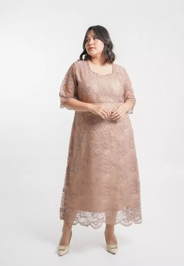 Jual Xtramiles Plus Size Party Dress Jessaline Mocca Original 2026 ...